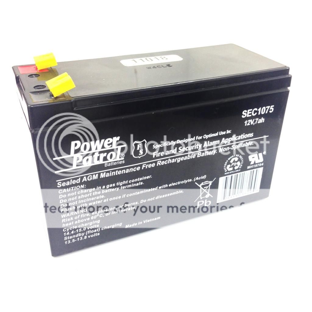 Power Patrol SEC1075 12 Volts 12V 7AH 7 Amp Hour Emergency Battery ...